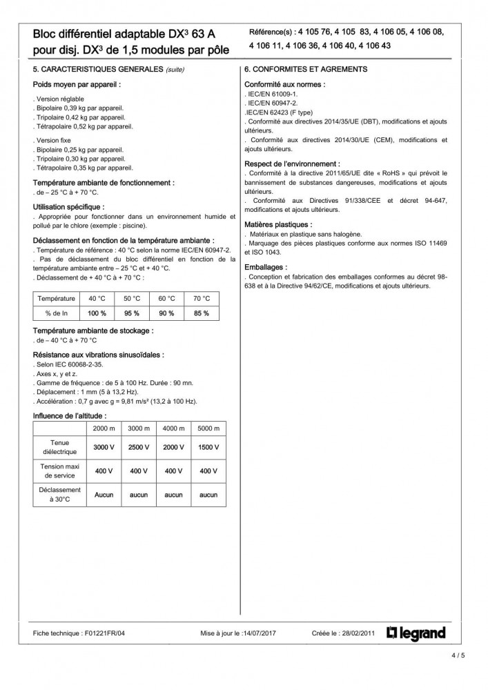 Legrand DX³ differential block technical documentation, page 4