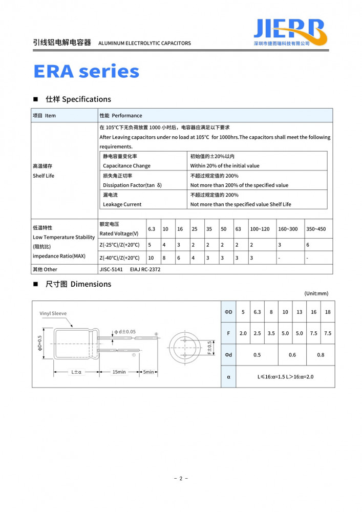 JIERR ERA series datasheet page 2