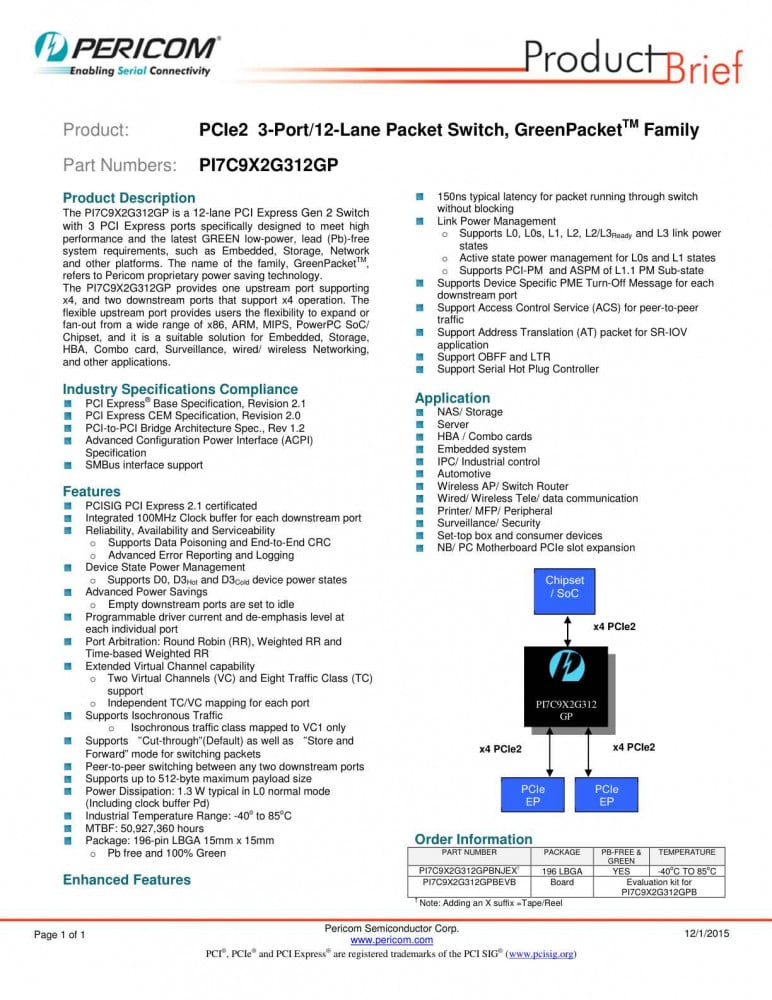 PI7C9X2G312GPBNJEX technical document page