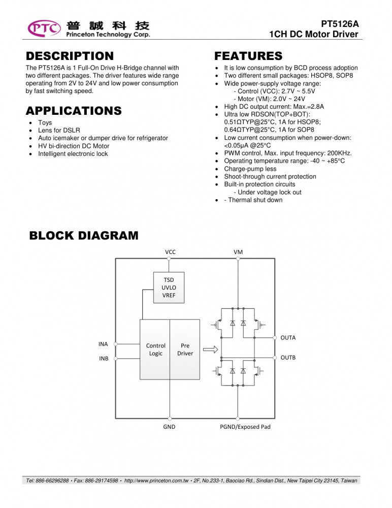 PT5126A-S-TP datasheet page 1