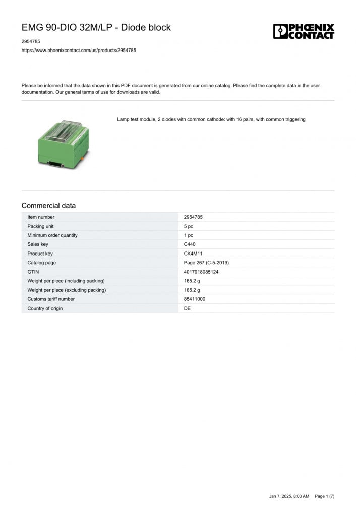 Phoenix Contact 2954785 document page 1
