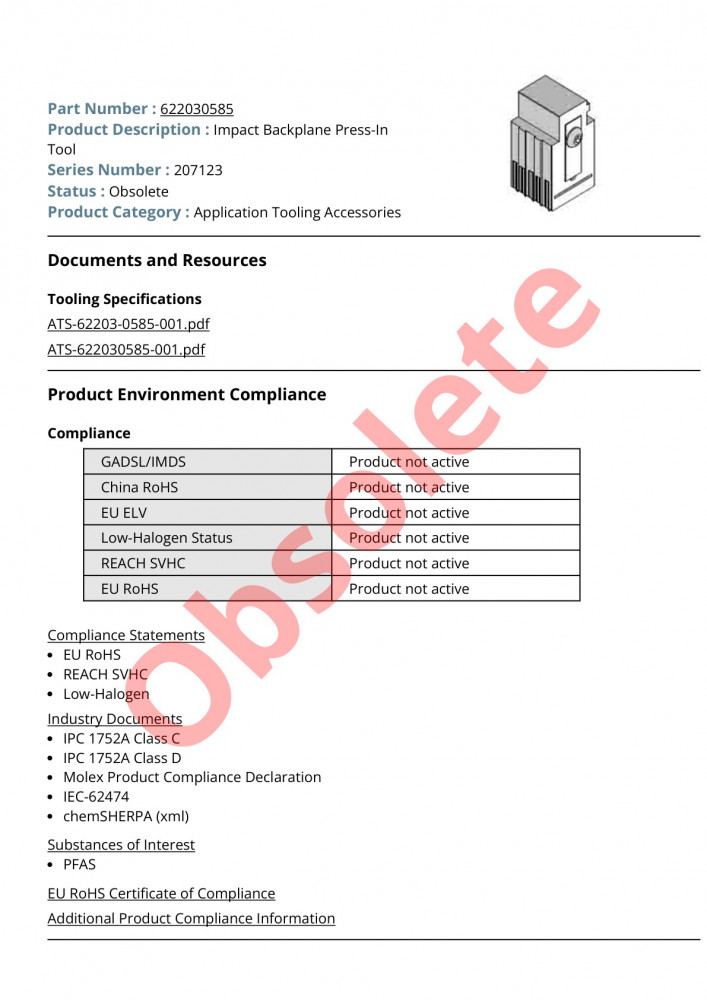 Tooling specification document preview, page 1