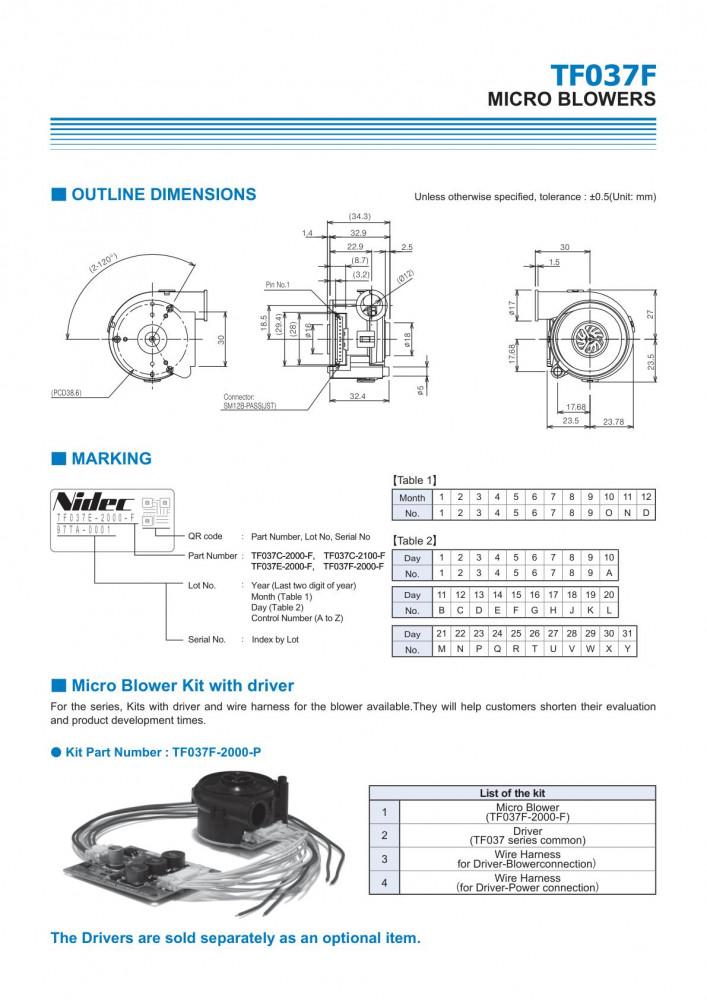 Nidec TF037F-2000-P technical document page 4