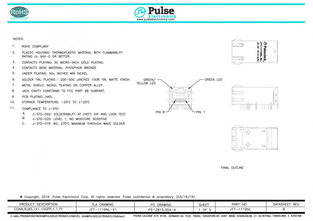 JT7-1119NL datasheet page 1