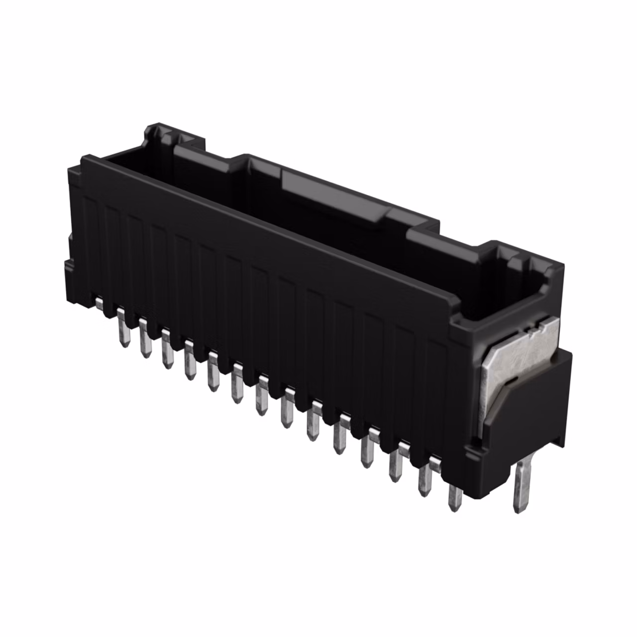 Micro-One Wire-to-Board Header, Vertical, 2.00mm Pitch, Single Row, Glow-Wire Capable, Through Hole, 14 Circuits, Tin-Bismuth Plating, Black, with Potting Capability for sale
