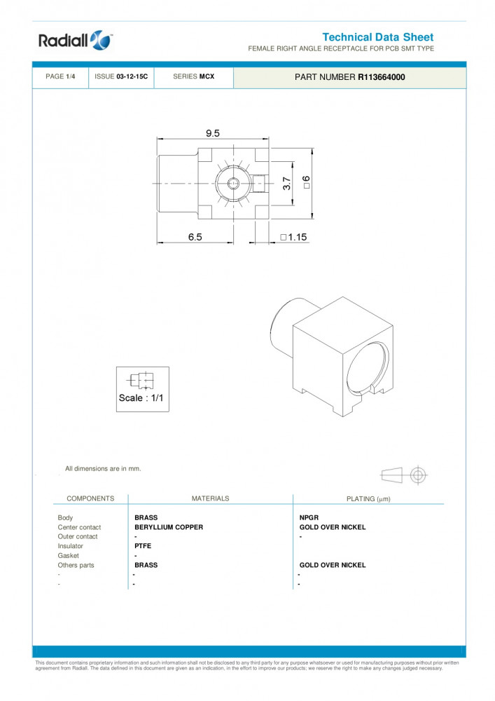 Radiall R113664000 MCX datasheet page 1