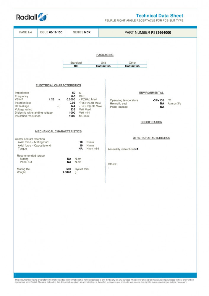 Radiall R113664000 MCX datasheet page 2