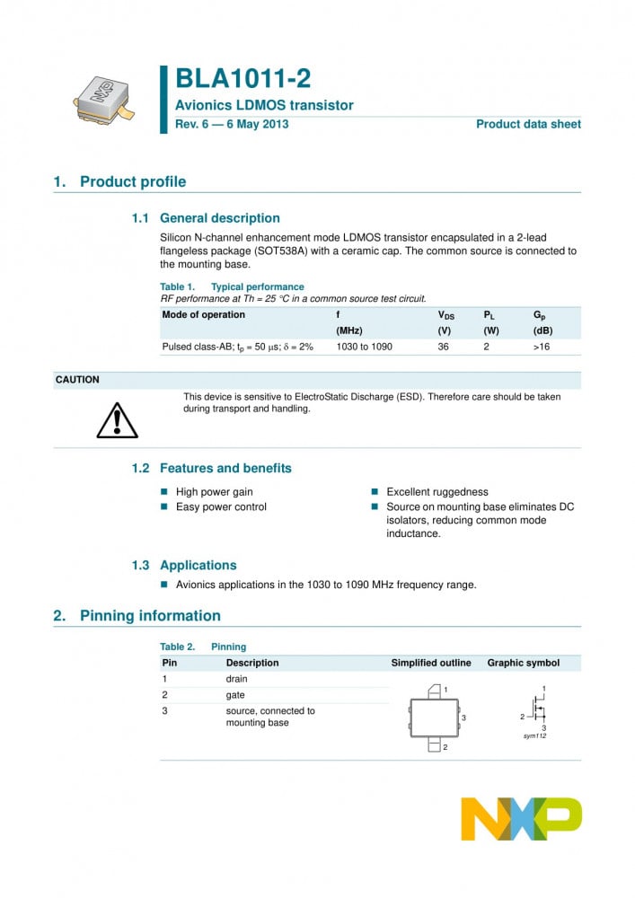 BLA1011-2 datasheet page 1