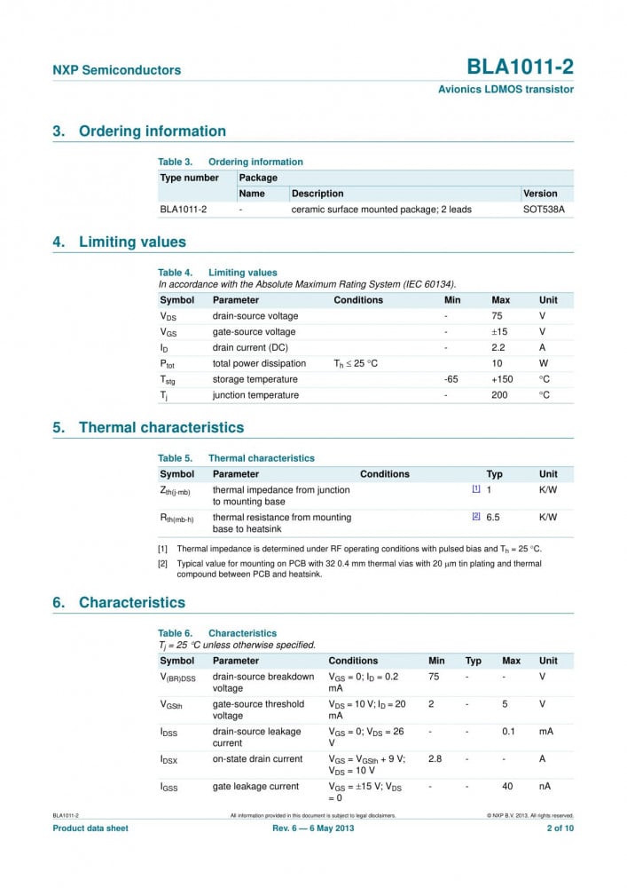 BLA1011-2 datasheet page 2