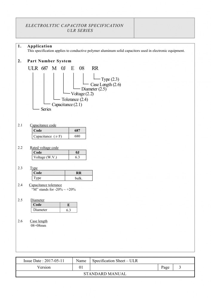 ULR series specification page 4: construction