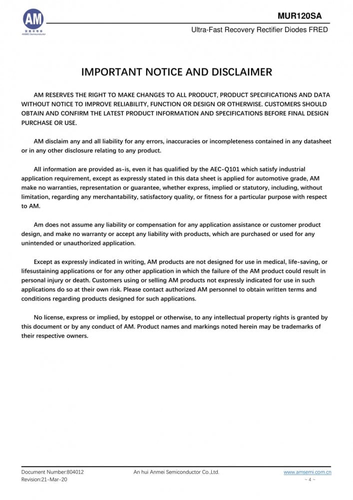 MUR120SA datasheet page 4
