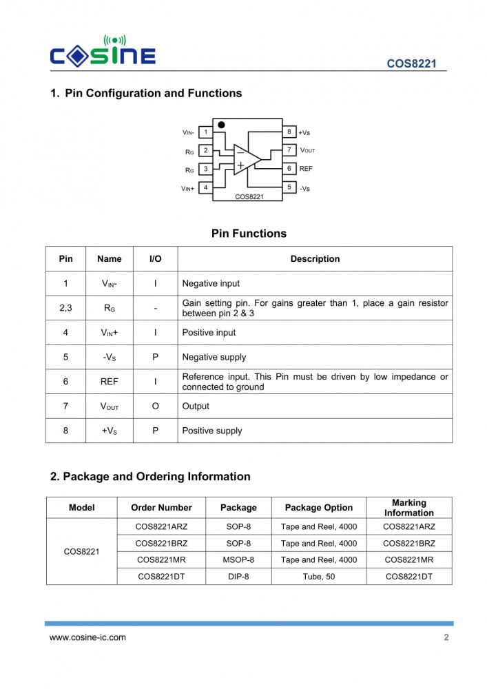 COS8221BRZ datasheet page 2