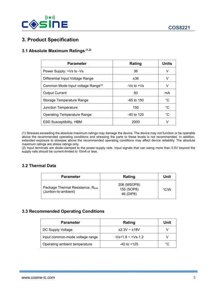 COS8221BRZ datasheet page 3