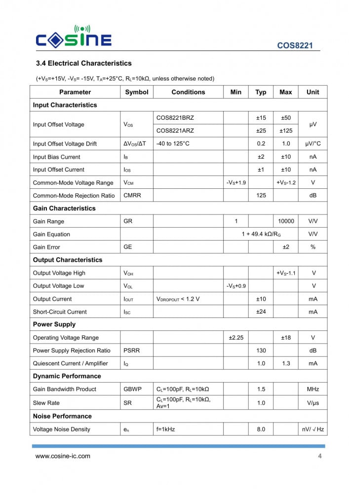 COS8221BRZ datasheet page 4