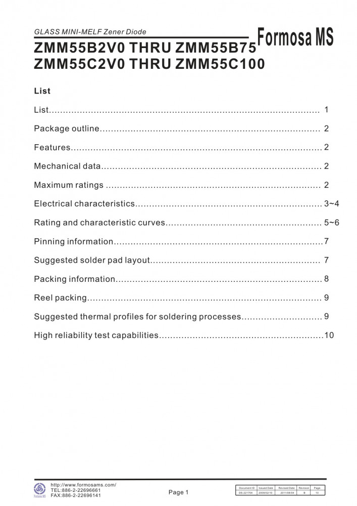 FMS ZMM55C3V9 datasheet page 1