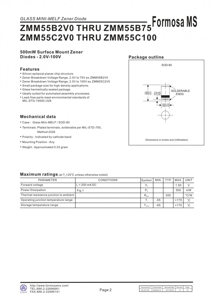 FMS ZMM55C3V9 datasheet page 2