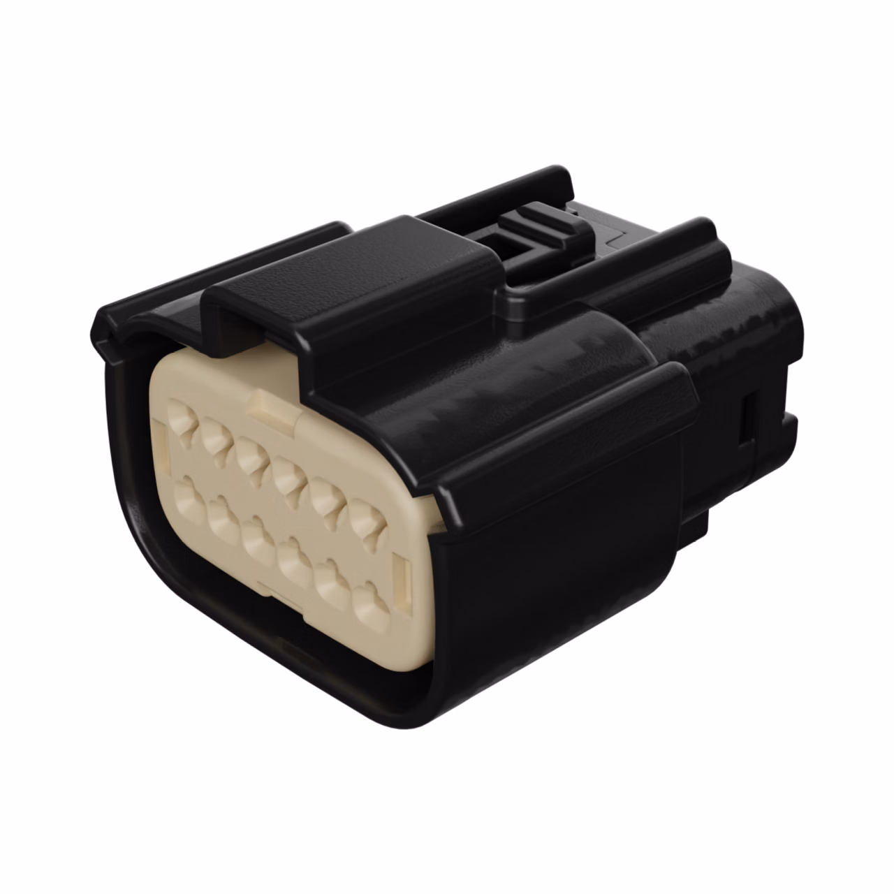 MX150 Mat-Sealed Female Connector Assembly, Dual Row, 12 Circuits, Keying Option A, with Clipslot, without Connector Position Assurance, Black, Terminals 1-5 and 8-12 Plugged for sale