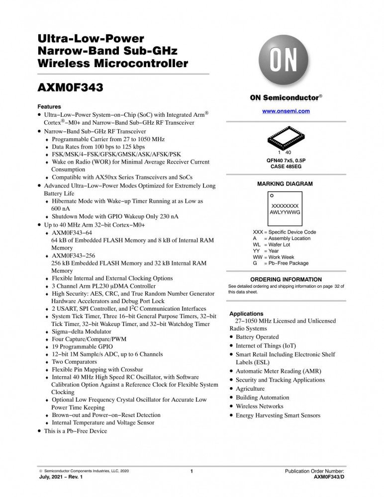 AXM0F343 datasheet page 1