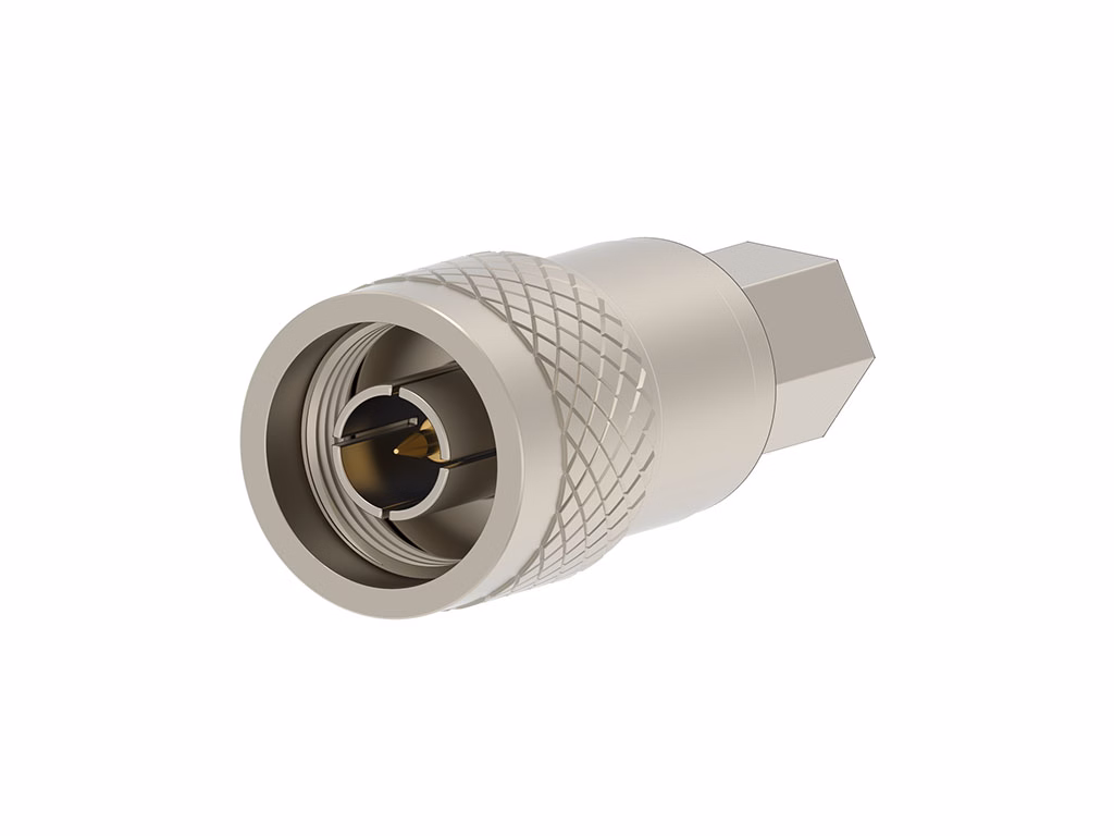 N Jack, Straight, Crimp, RG-141, RG-303 and RG-58 Cable, Brass Body, Nickel (Ni) Plated, One Piece Per Bag, 50 Ohms