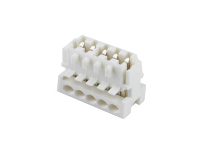 Appli-Mate RAST 2.5 IDT Housing, 2.50mm Pitch, with Side Latches, Female, 5 Circuits, Position Keys A & F Removed, Polarizing Rib Between 1/2