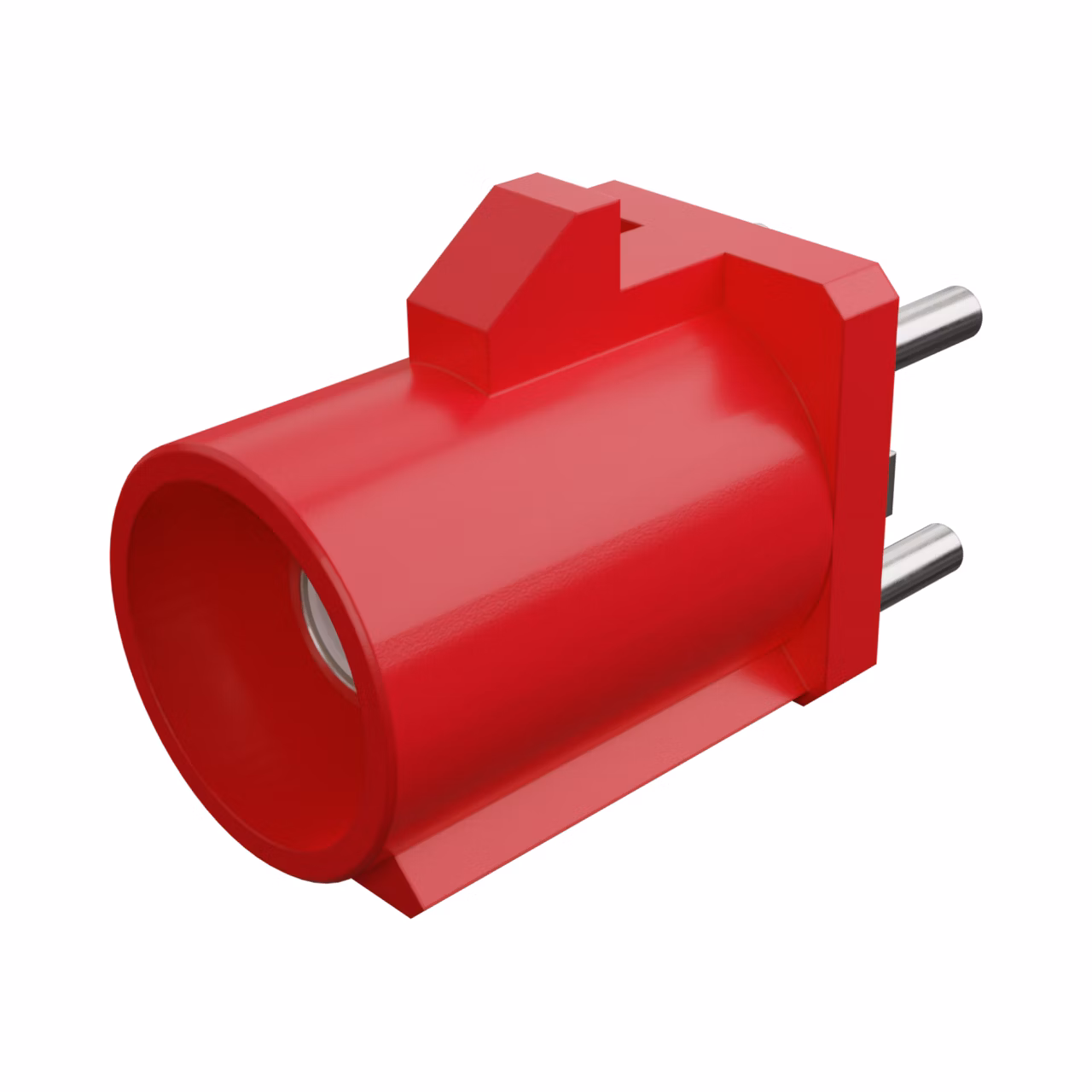 FAKRA Jack, Straight, PCB Receptacle, Through Hole, Die Cast Body, Tin (Sn) Plated, Keying Code L, Carmine Red, Tray, 50 Ohms for sale