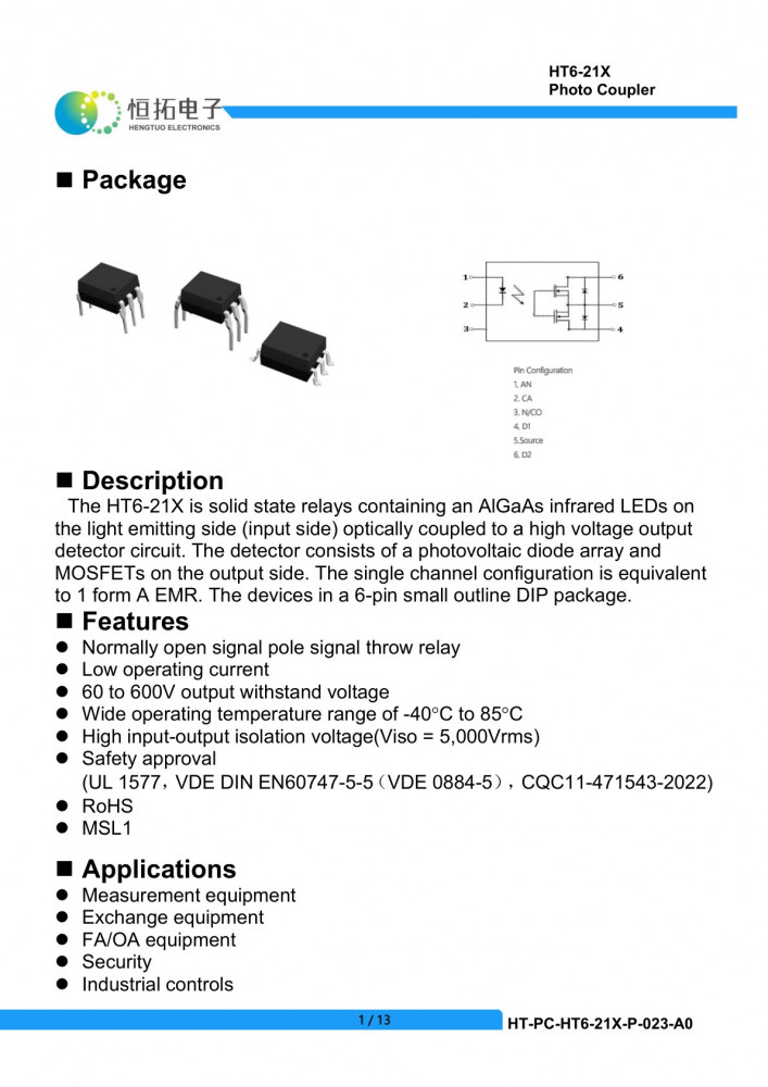 HT6-212-S1TA1 datasheet page 2