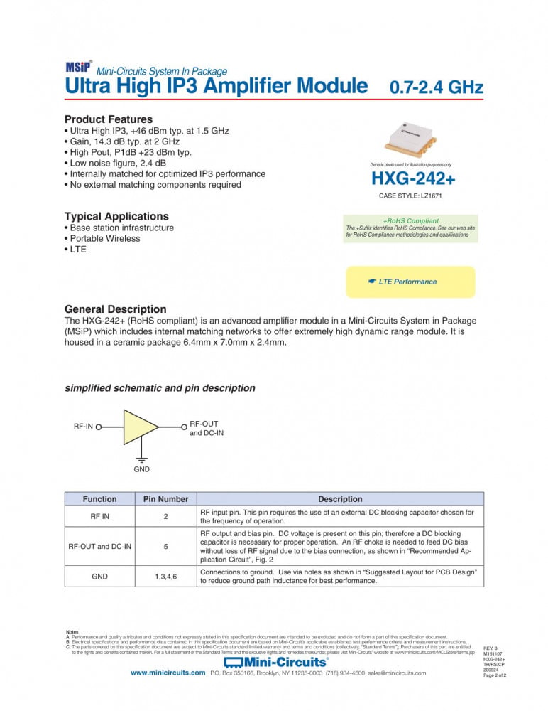 HXG-242+ datasheet page 2