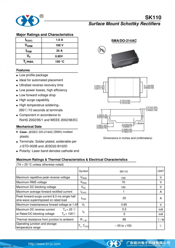 JUXING SK110 datasheet page 1