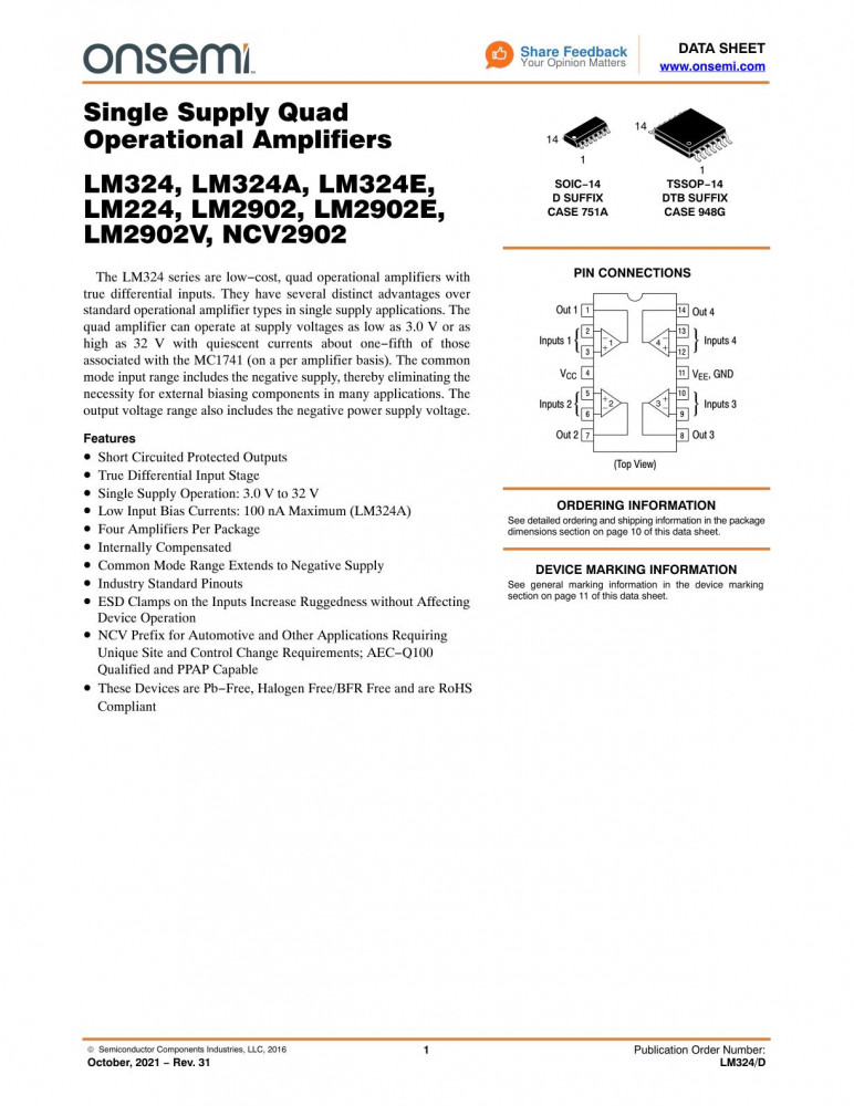 LM324A datasheet page 1
