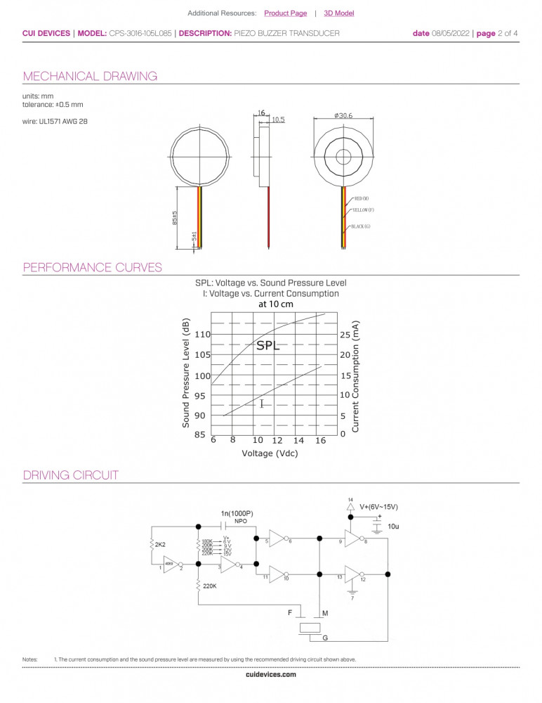 CPS-3016-105L085 datasheet page 2