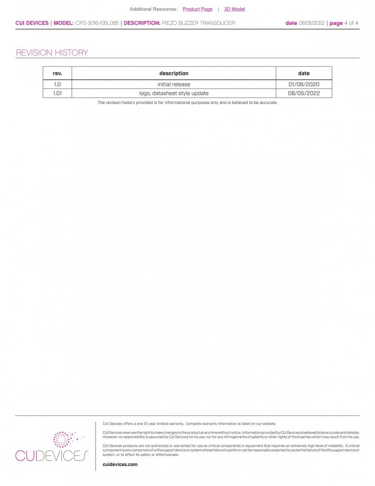 CPS-3016-105L085 datasheet page 4