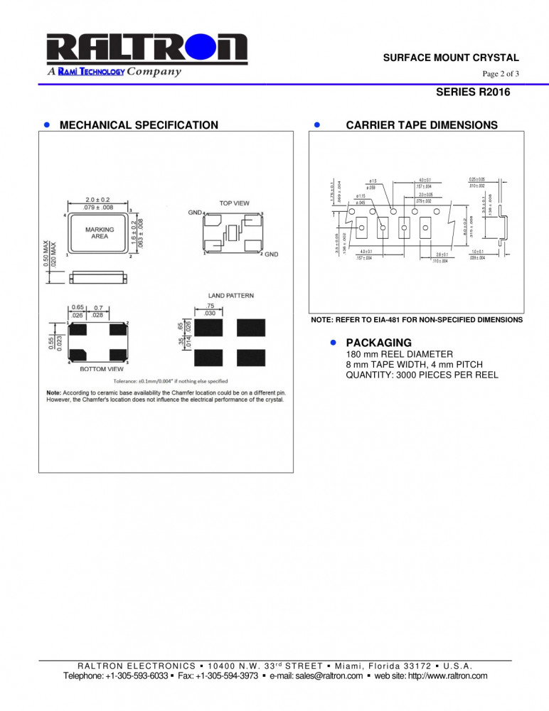 Raltron R2016 datasheet page 2