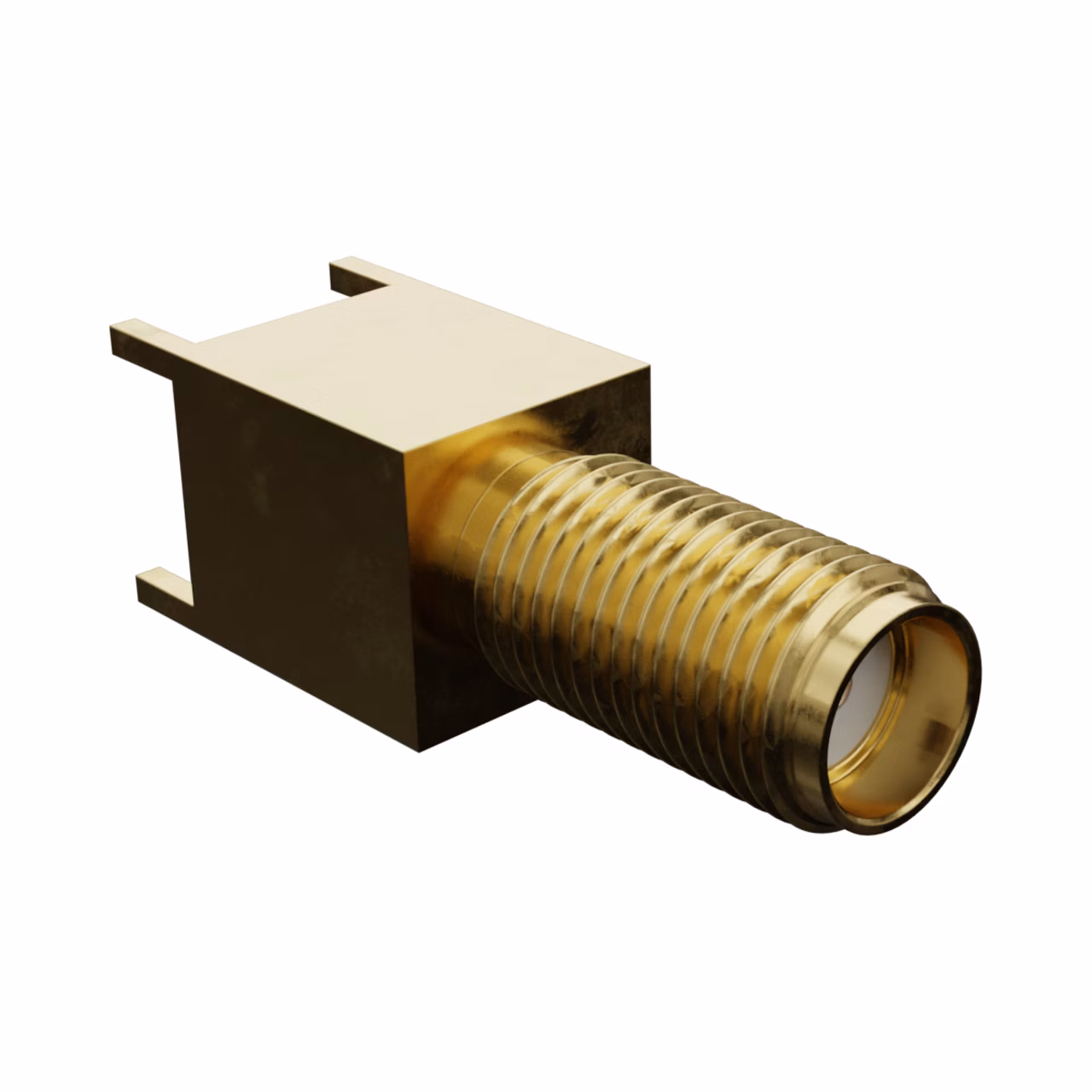 SMA Jack, Straight, Bulkhead Receptacle, PCB, Through Hole, No Hardware, Brass Body, Gold (Au) Plated, One Piece Per Bag, 50 Ohms for sale