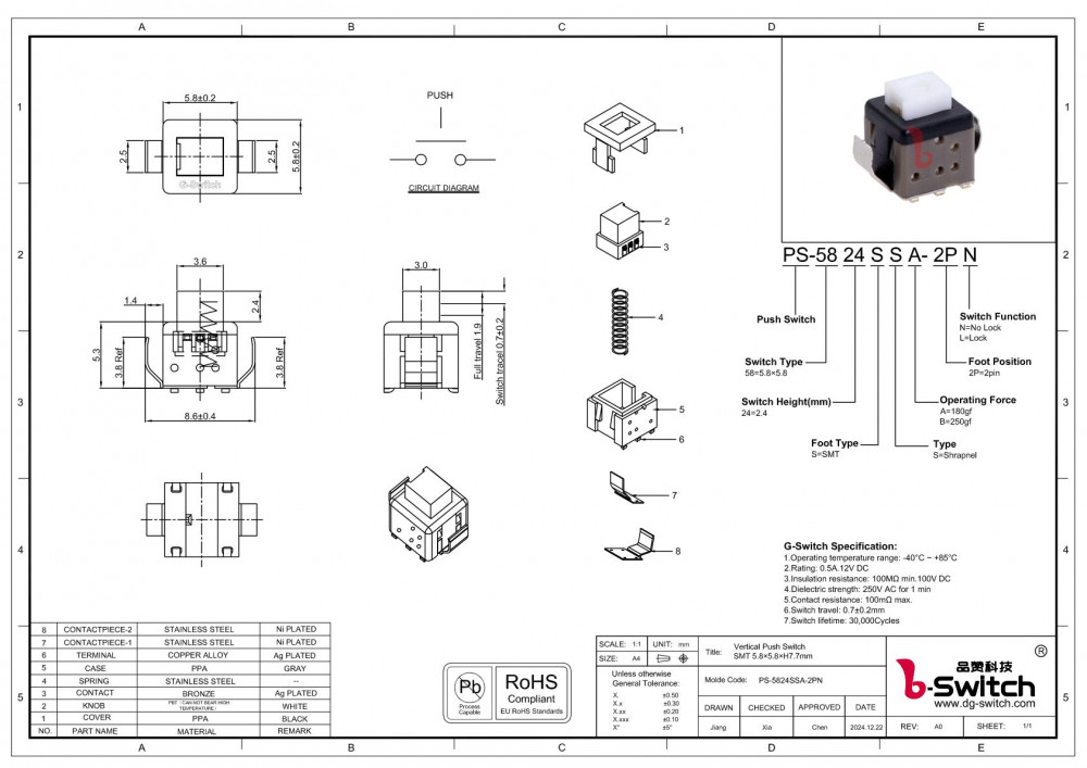 PS-5824SSA-2PN technical drawing