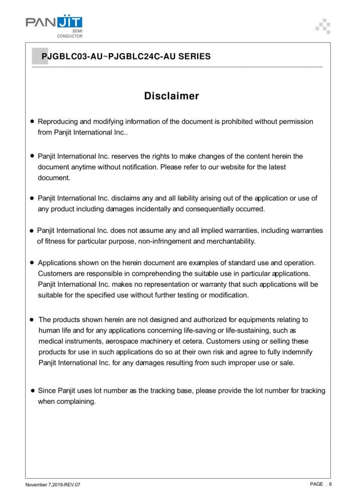 PANJIT PJGBLC series datasheet page 6
