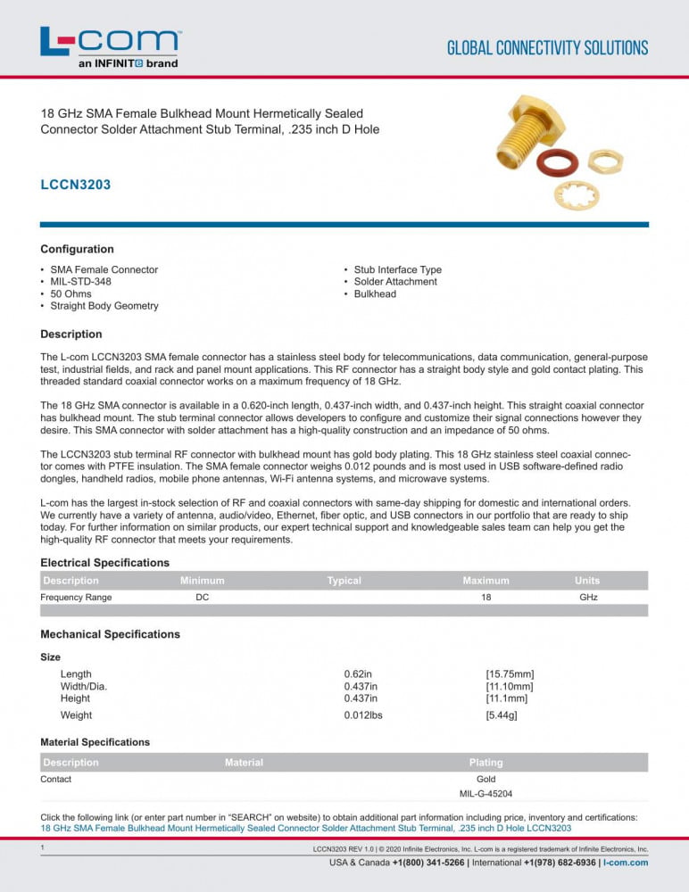 LCCN3203 datasheet page 1
