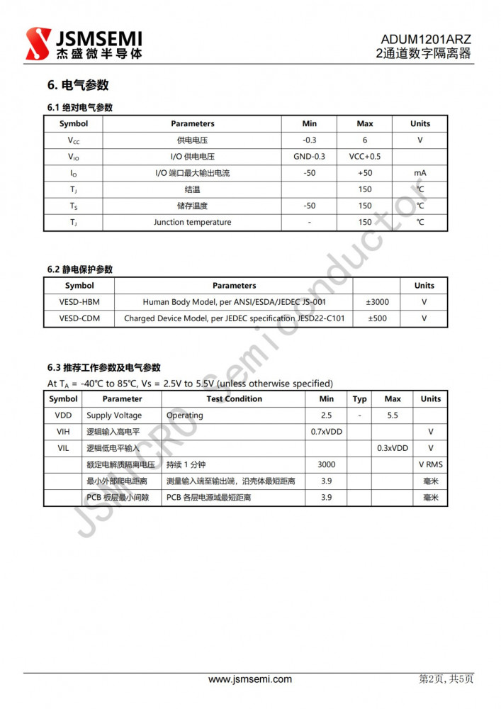 ADUM1201ARZ-JSM datasheet page 2