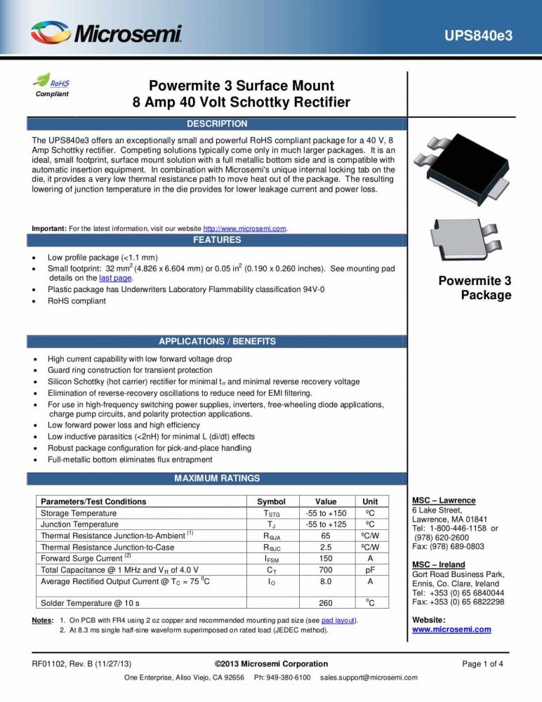 UPS840E3/TR13 datasheet page 1