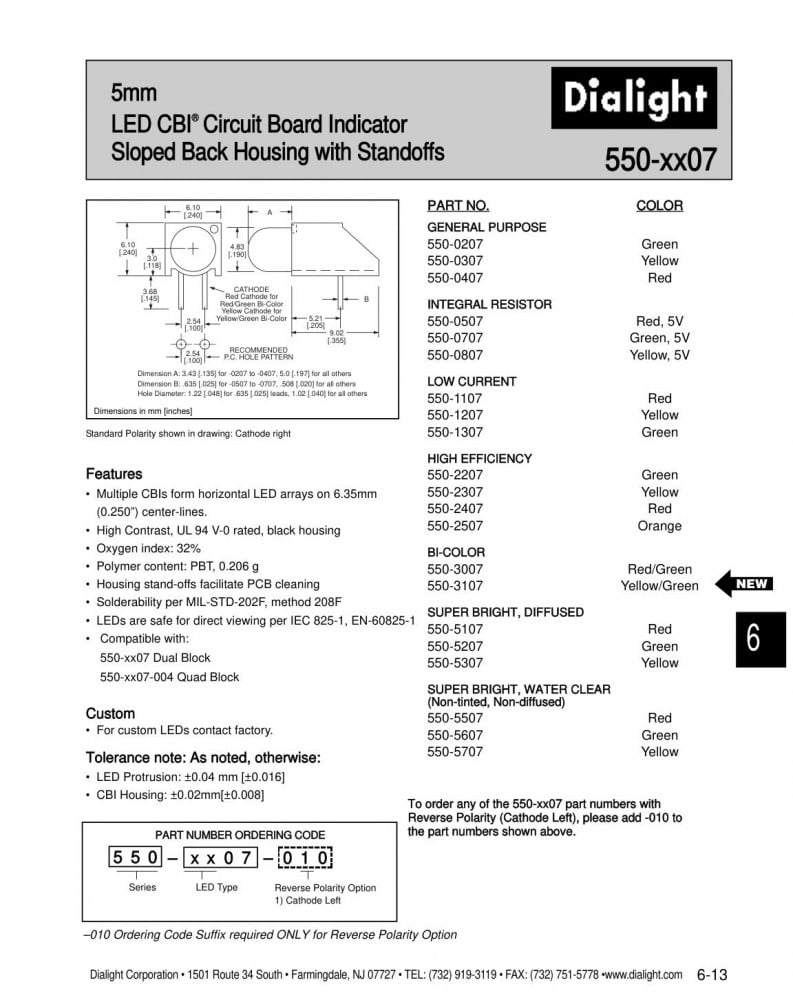 Dialight 550-0807-004 datasheet page 1