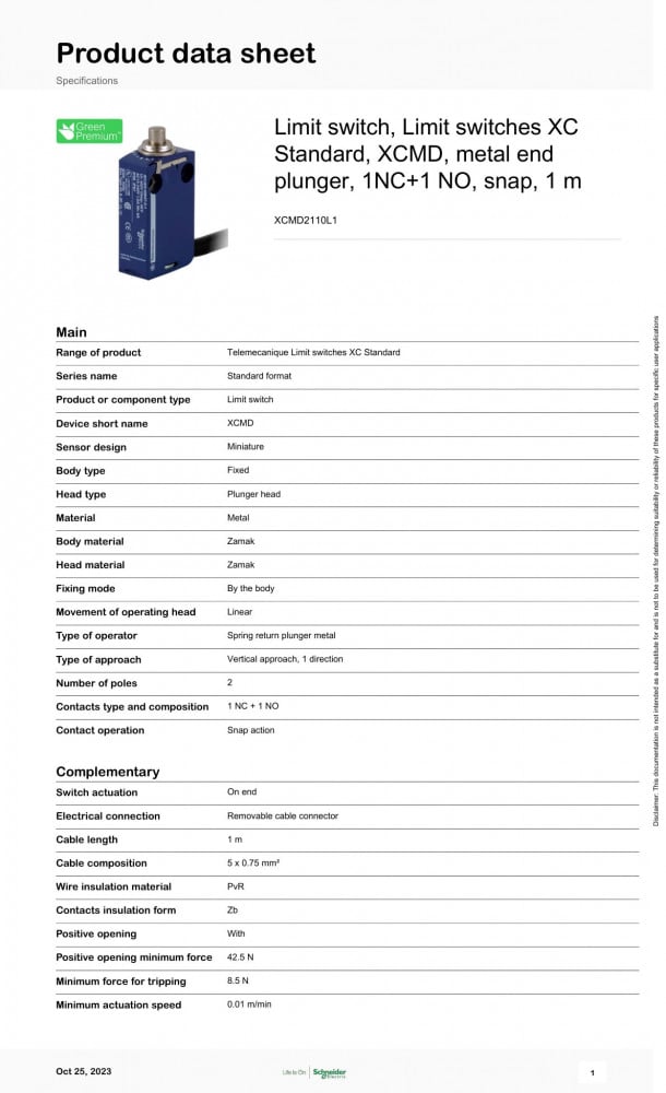 XCMD2110L1 technical document page 1