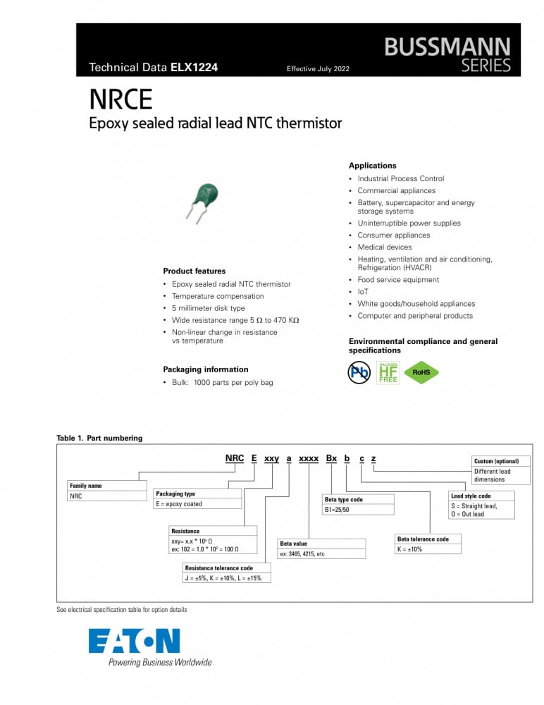 EATON NRCE datasheet page 1