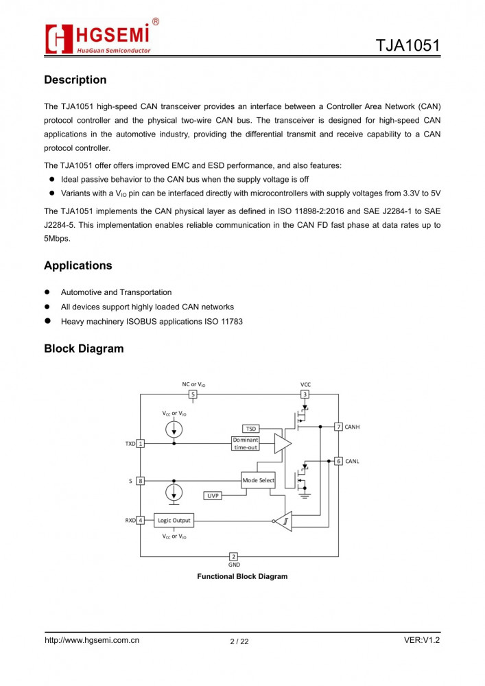 TJA1051 technical document page 2