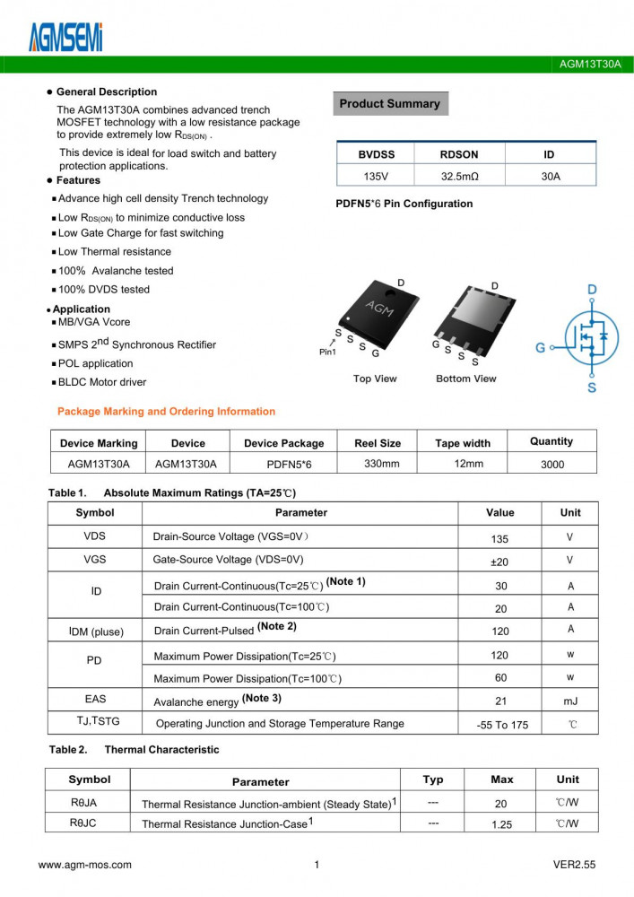 AGM13T30A datasheet page 1