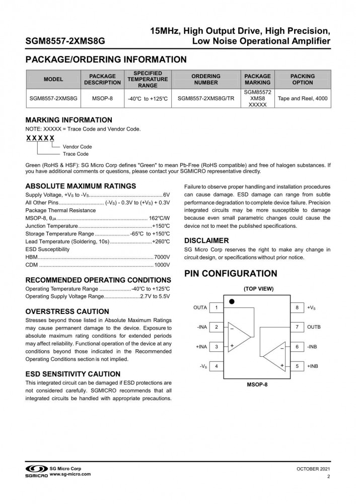 SGM8557 datasheet page 2