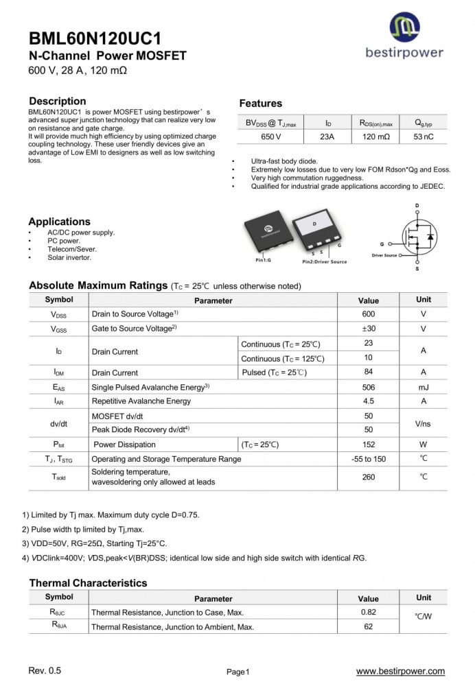 BML60N120UC1 datasheet page 1