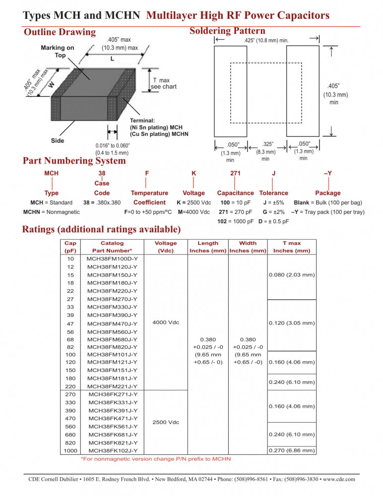 CDE MCH and MCHN datasheet page 2