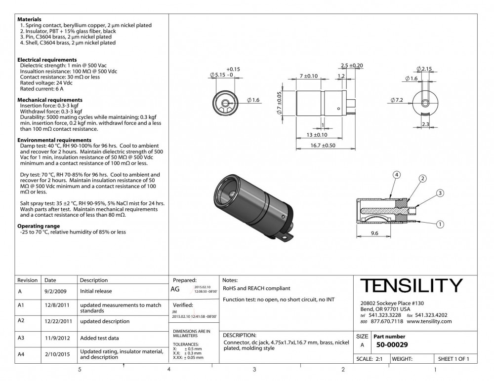 Tensility International 50-00029 product drawing preview