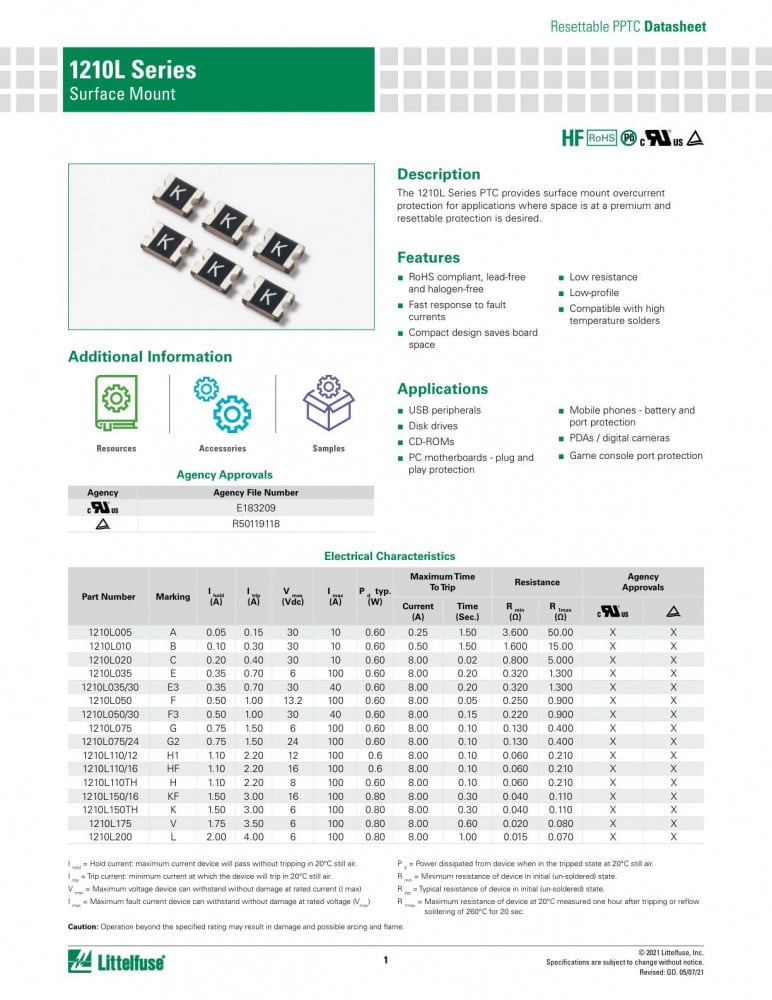 1210L Series datasheet page 1