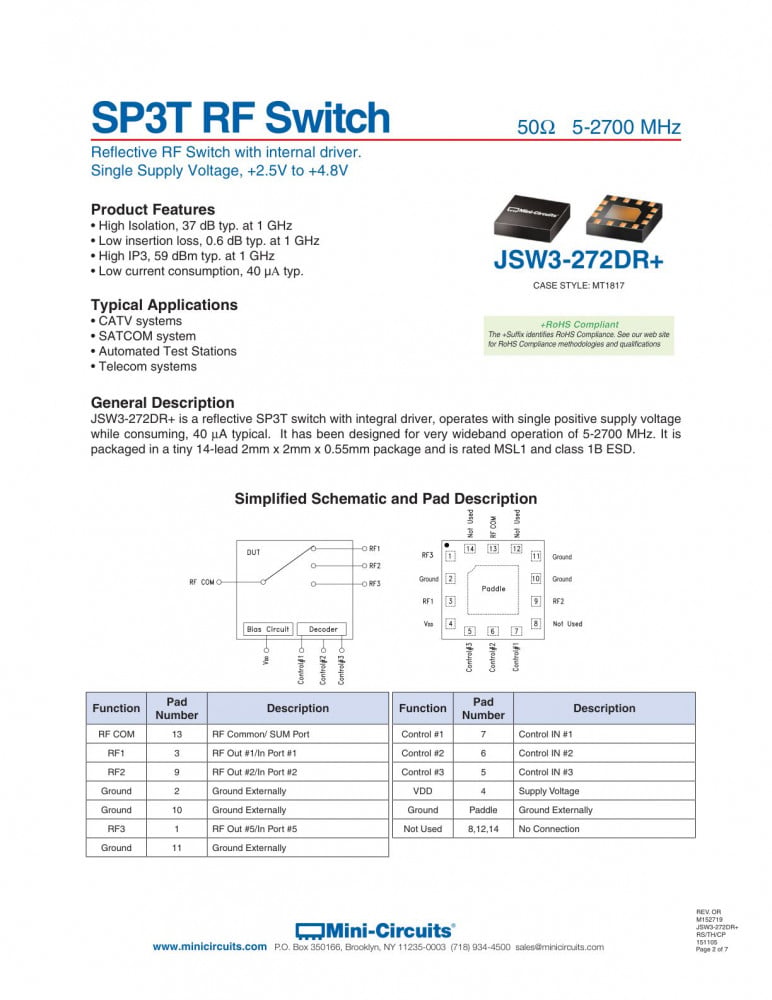 JSW3-272DR+ datasheet page 2