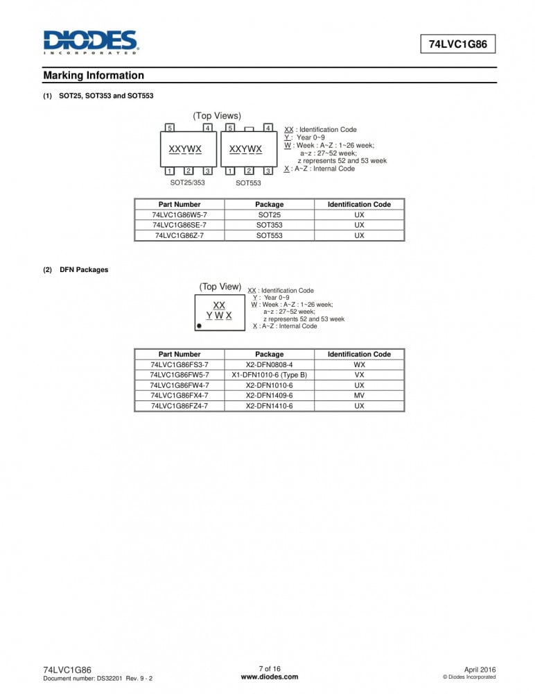 74LVC1G86SE-7 datasheet page 7